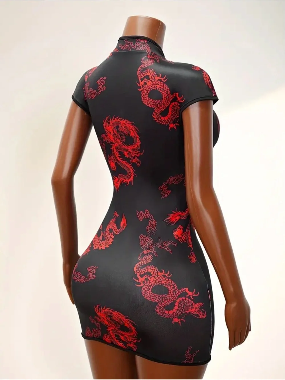 Dresses | Black Red Dragon Cutout Mini Dress | Poshmark